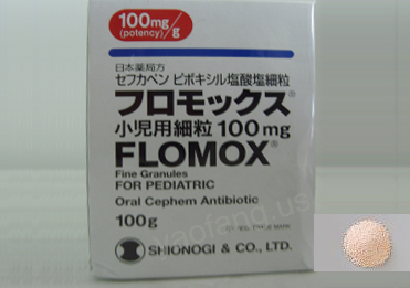Flomox100毫克细粒剂 100克/盒|头孢菌素类|[6R-[6alpha,7beta(Z)]]-3-[[(Aminocarbonyl ...