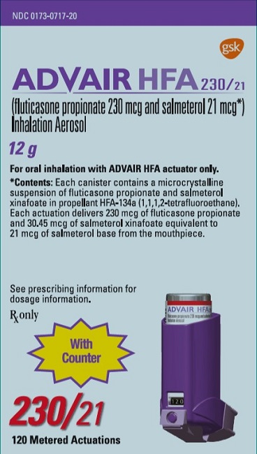 ADVAIR HFA 230/21微克 12g吸入器 1气雾剂w/ ADAP|哮喘药物||丙酸氟替卡松和沙美特罗昔萘酸盐|抗癌新药|美国新药 ...